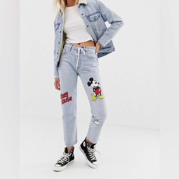Levi's | Jeans | Levis X Disney Mickey Mouse 5 Straight Cropped Jeans ...